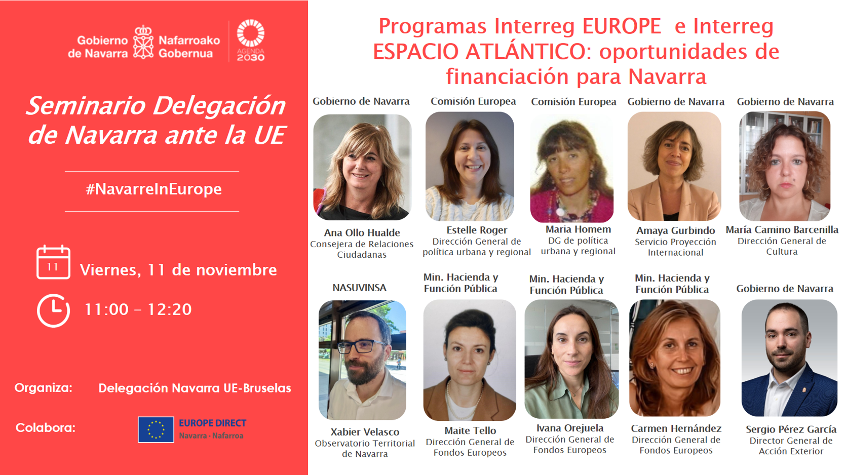 La Delegación de Navarra en la UE organiza un seminario sobre los programas europeos Interreg ...